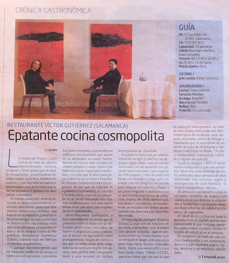 articulo prensa epatante cocina cosmopolita restaurante victor ...